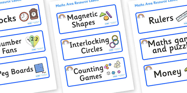 Rainbow Themed Editable Maths Area Resource Labels - Twinkl