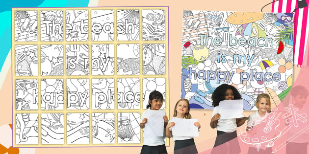 The Beach Is My Happy Place Collaborative Colouring Activity