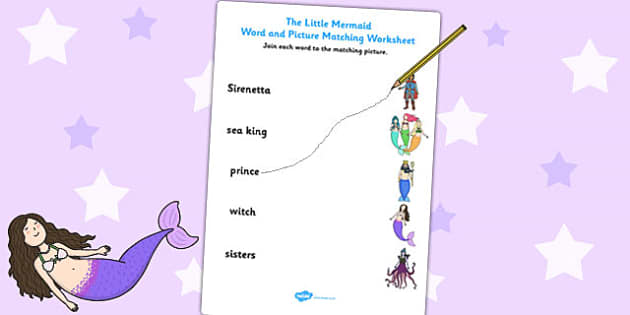 The Little Mermaid Pictures And Word Match Activity | Twinkl