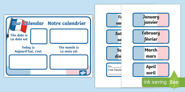 👉 English/French Calendar Display - Twinkl - KS1