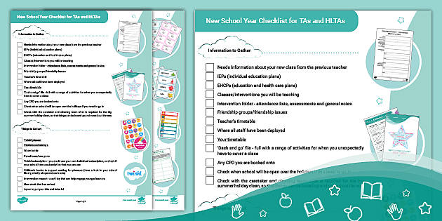 New School Year Checklist for TAs and HLTAs