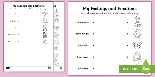 情緒與感覺配對學習單｜Emotions and Feelings Matching Worksheet｜小三小四上學期英語