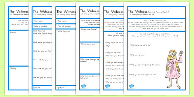 FREE! - Eyewitness Planning and Writing Worksheets to Support Teaching ...