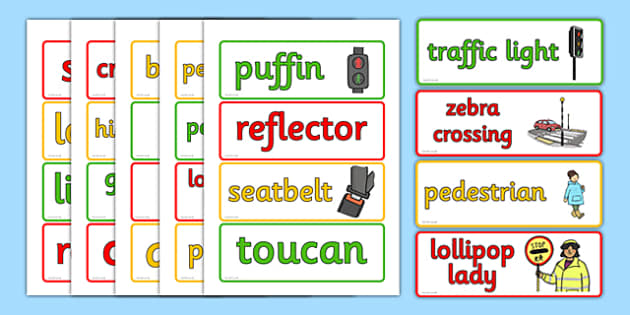 Road Safety Word Cards (teacher made)
