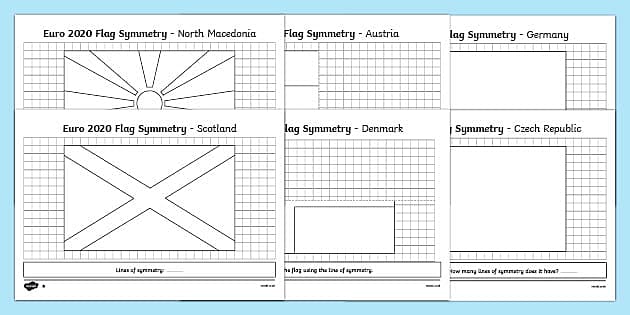 Euro 2020 Flag Symmetry Worksheet / Worksheet Pack - Twinkl
