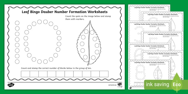 Leaf Bingo Dauber Worksheets | Number Formation | Twinkl KS1