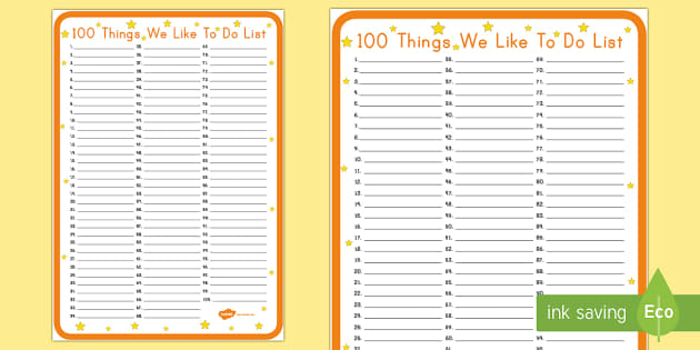 100th Day of School 100 Things We Like to Do Poster - Twinkl