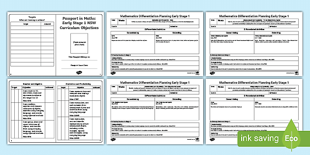 Early Stage 1 Mathematics Planning NSW Curriculum Differentiated ...