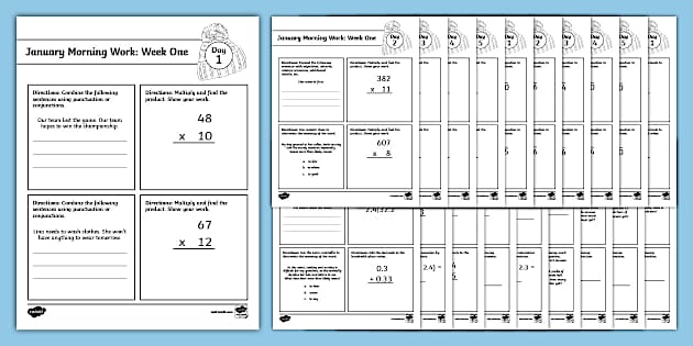 Fifth Grade January Morning Work Bundle (teacher made)
