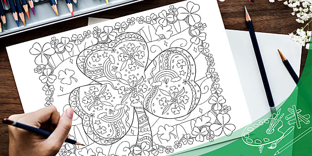 Hoja de colorear: Trébol de San Patricio - Mindfulness