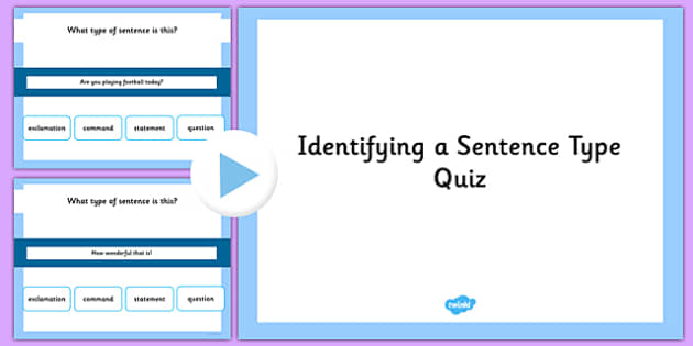 Identifying a Sentence Type Language Conventions Grammar PowerPoint Quiz