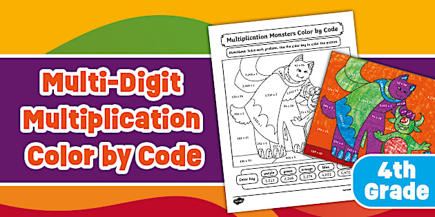 4th Grade Multi-Digit Multiplication Color by Code Worksheet
