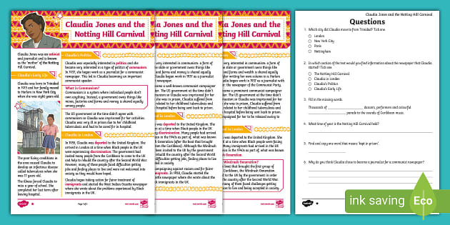 * NEW * UKS2 Claudia Jones and the Notting Hill Carnival - Twinkl