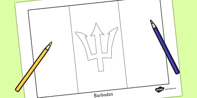 Barbados Flag Colouring Sheet (teacher made) - Twinkl