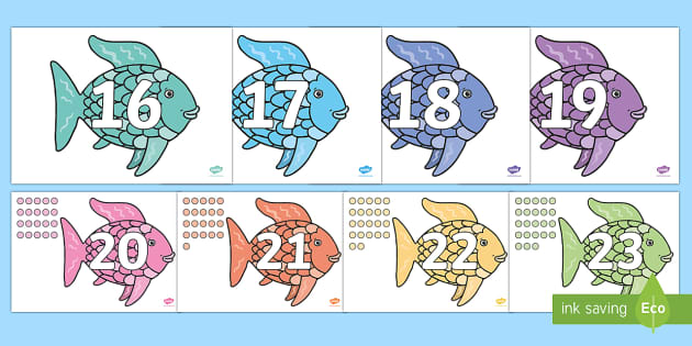 FREE! - Numbers 0-50 on Fish to Support Teaching on The Rainbow Fish