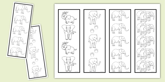 Elephant Coloring Bookmarks (teacher made) - Twinkl