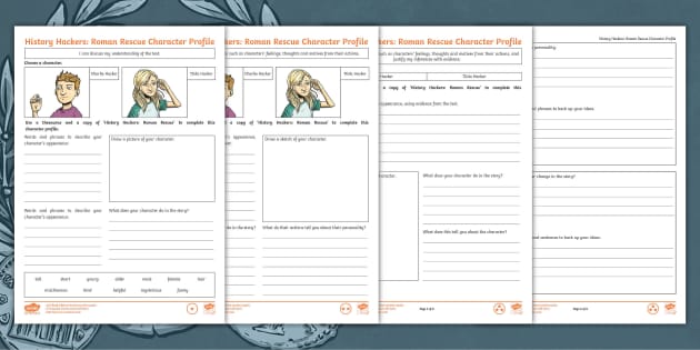 History Hackers: Roman Rescue Character Profile Differentiated Worksheet