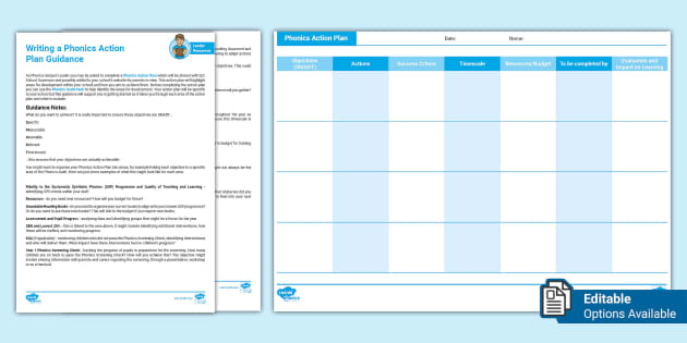Phonics Subject Lead Action Plan Template- Primary Resources