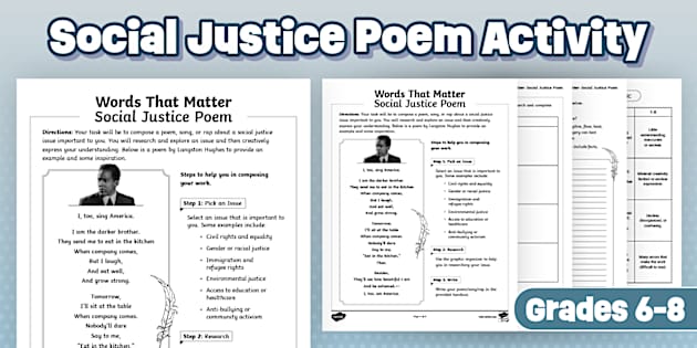Words That Matter: Social Justice Poem Worksheet