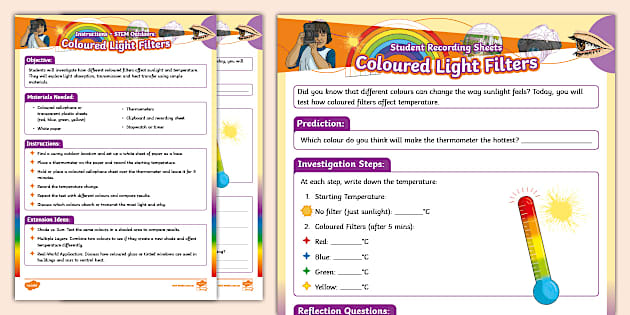 STEM Outdoors: Coloured Light Filters (teacher made)