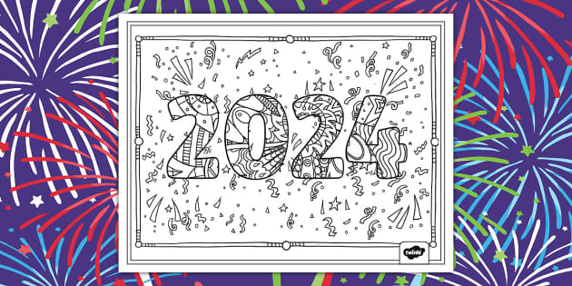 FREE New Year 2024 Mindfulness Coloring - Twinkl