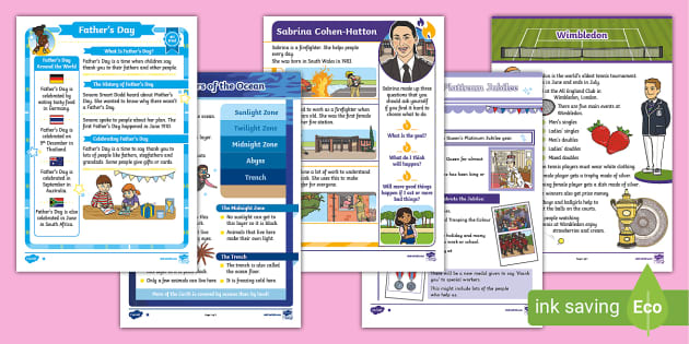 KS1 June Reading Comprehension Activity Pack Age 5-7