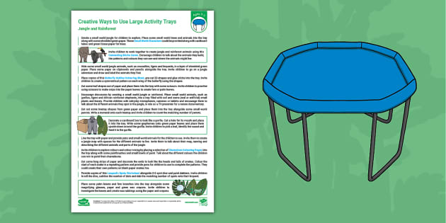 Ages 3-5 Jungle and Rainforest Large Activity Tray Ideas