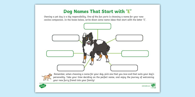 Dog Names That Start with 'E' Activity - Twinkl