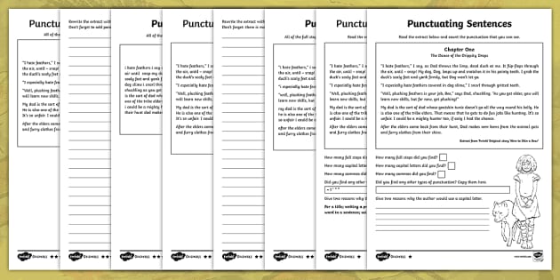 KS2 Sentence Punctuation (Stone Age) Differentiated Worksheet