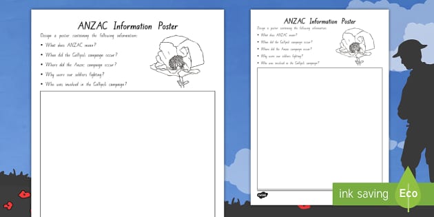 ANZAC Day Information Poster Worksheet / Worksheet - Twinkl