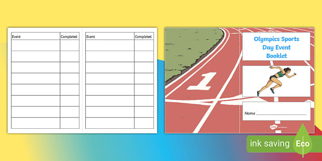 Olympic Sports Day Event Booklet -Event Booklet, Olympics, London 2012, The