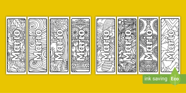 FREE Mario Mindfulness Name Colouring Bookmarks Twinkl free-mario-mindfulness-name-colouring-bookmarks-twinkl