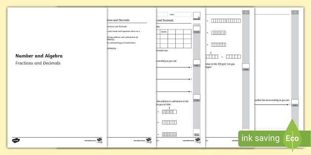 Year 5 Fractions and Decimals Assessment Sheet - Twinkl