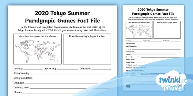 Paralympics Fact File - Tokyo 2020 - 2021 - Twinkl Move