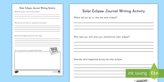 Solar Eclipse Journal Writing Activity (teacher made)