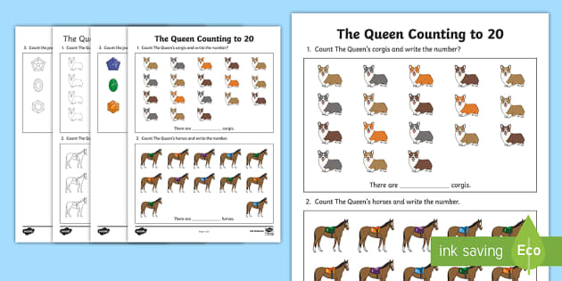 Counting up to 20, The Queen's Birthday, counting mathematics, maths ...