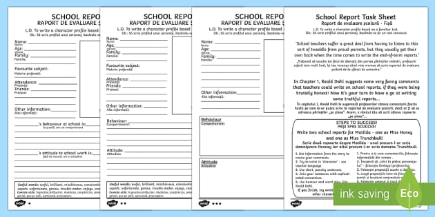 School Report Task Sheet and Differentiated Worksheet / Worksheets to ...