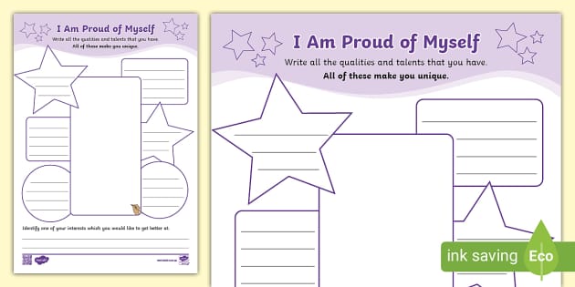 I Am Proud of Myself Activity Sheet (Teacher-Made) - Twinkl