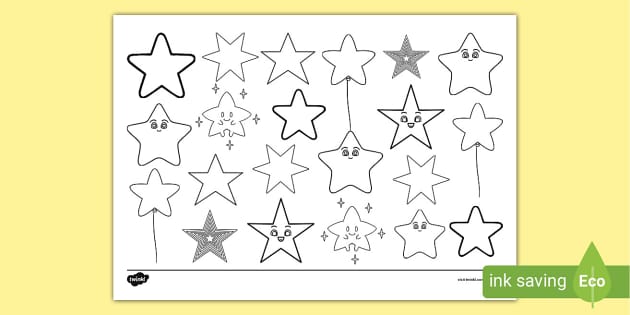 Stars Doodle Colouring Page (creat de profesori) - Twinkl