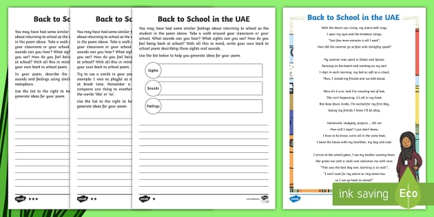 Back to School in the UAE Poem (teacher made) - Twinkl