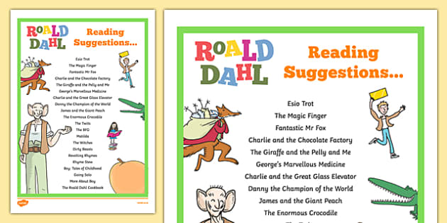 Roald Dahl Reading Suggestions (profesor hizo) - Twinkl