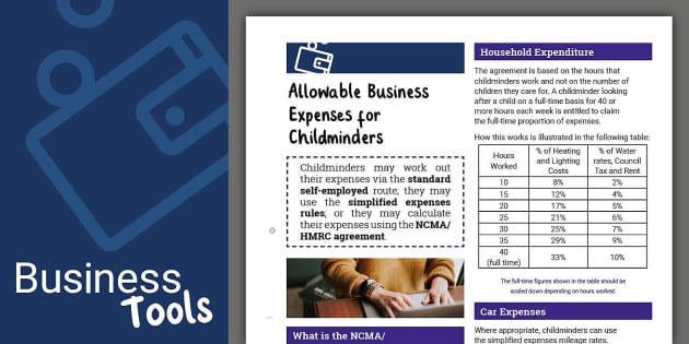 Allowable Business Expenses for Childminders Info Sheet