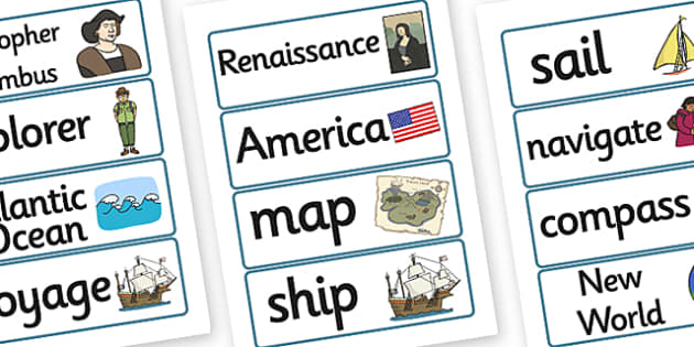 Christopher Columbus Word Cards (teacher made) - Twinkl