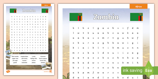 KS2 Republic of Zambia Word Search