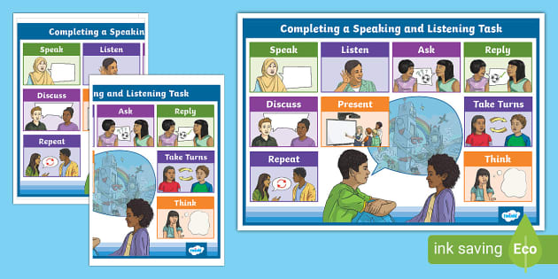 Completing a Speaking and Listening Task - EAL Vocabulary Classroom Poster