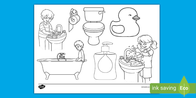 Bathroom Doodle Colouring Page (teacher made) - Twinkl