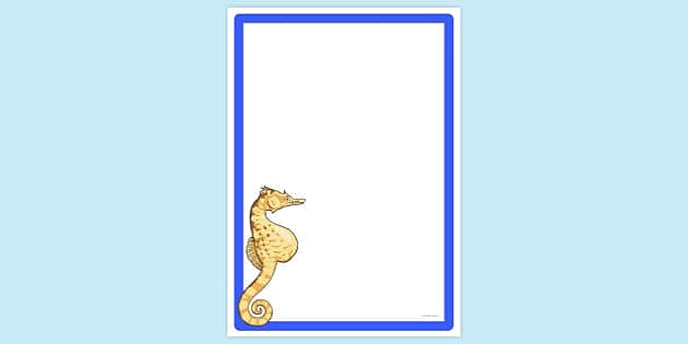 Large Bellied Seahorse Page Border (teacher made) - Twinkl