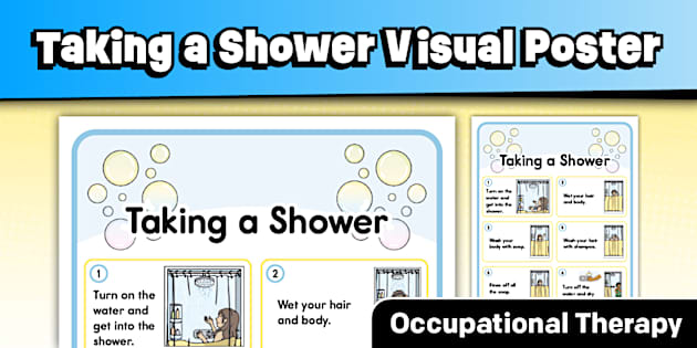 Taking a Shower Visual Poster for Occupational Therapy and Life Skills ...