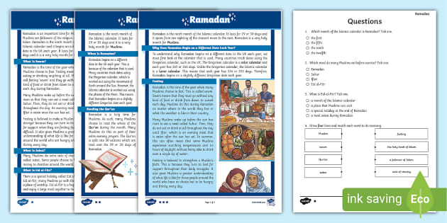 LKS2 Ramadan Differentiated Reading Comprehension Activity