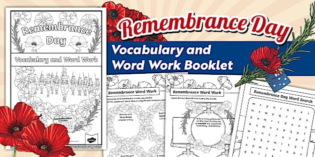 Remembrance Day Vocabulary and Word Work Booklet